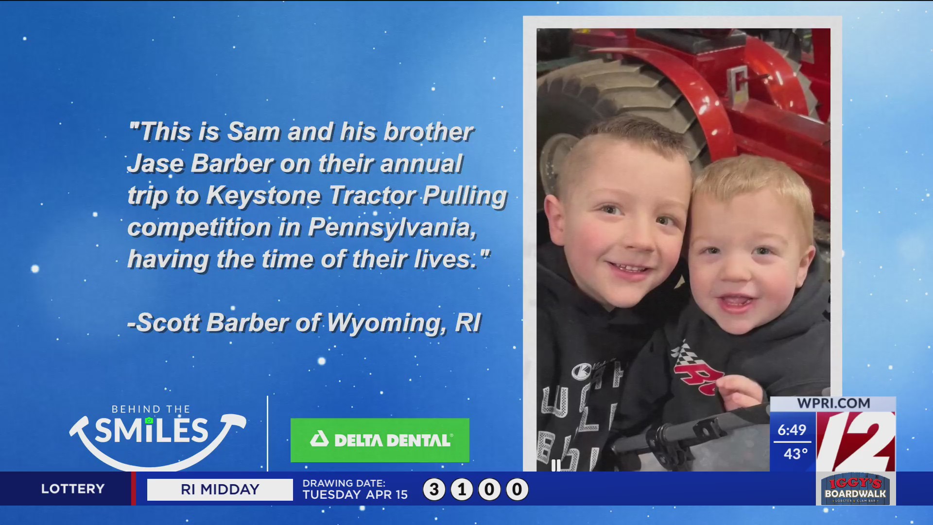 Behind the Smiles Photo for 4/16/25 from Scott Barber of Wyoming – WPRI.com