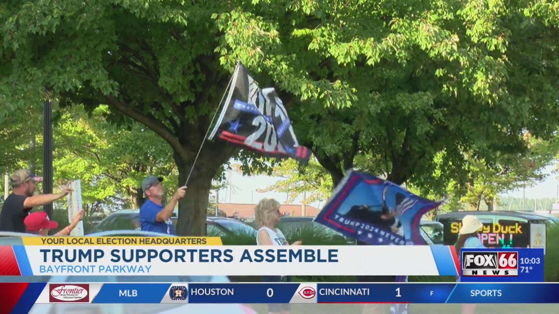 Trump supporters protest Walz Erie rally along Bayfront Parkway – WJET ...