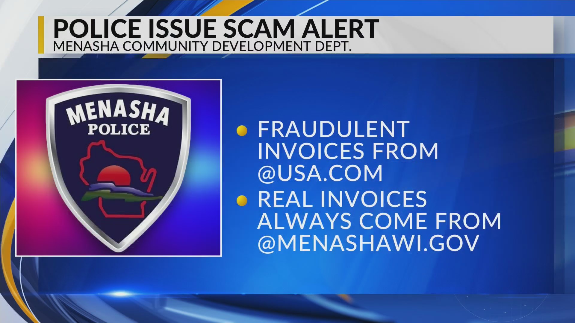 Scam alert: Menasha Police Department warns of fake city invoices ...