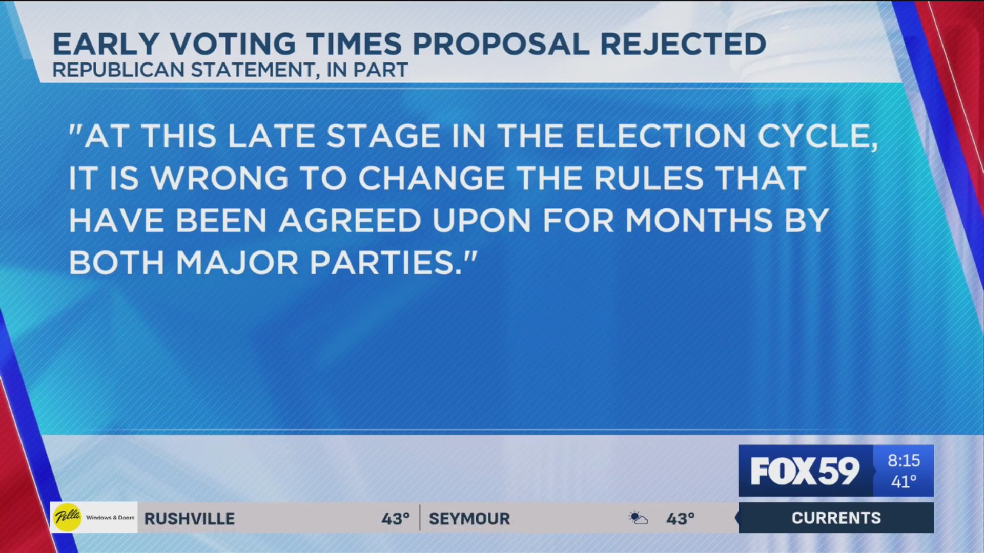 Proposal rejected to extend early voting times in Marion County – Fox 59
