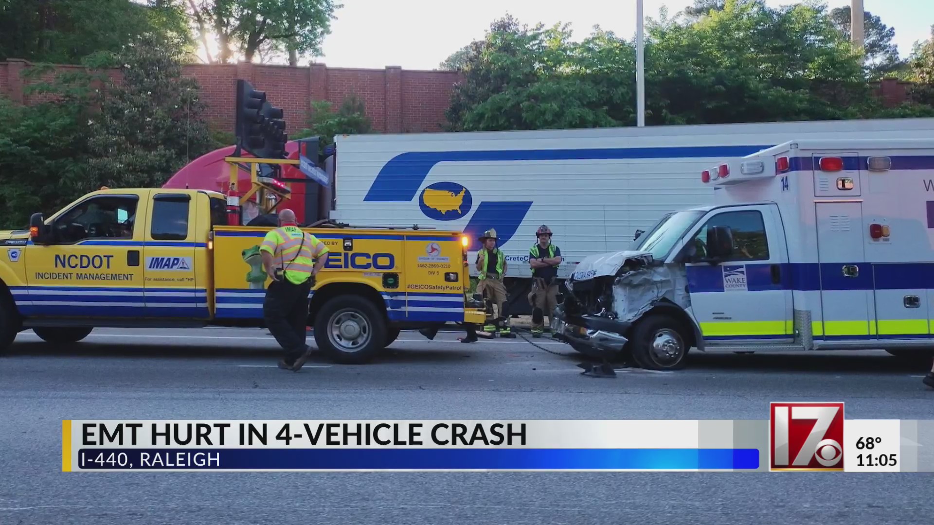 EMT hurt in four-vehicle crash in Raleigh – CBS17.com