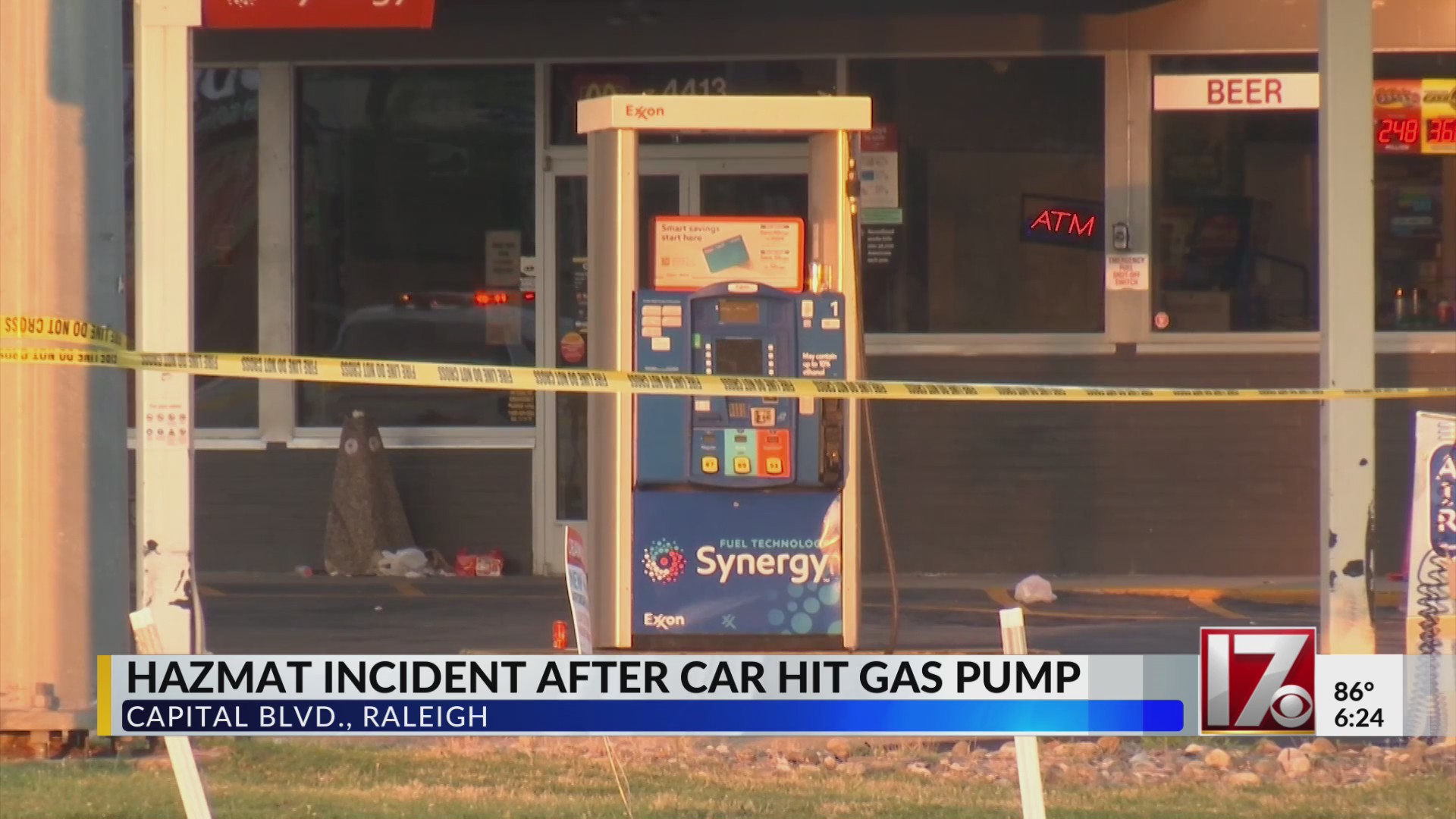 500 gallons of gas leak after car hits Raleigh pump – CBS17.com