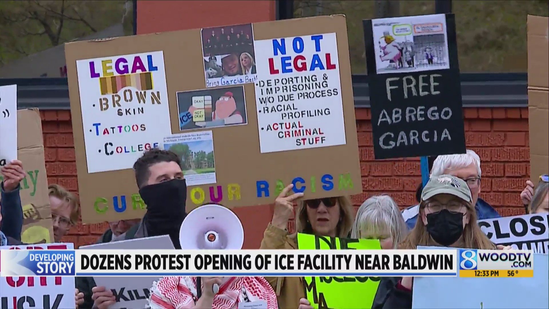 Dozens in Grand Rapids protest opening of ICE facility near Baldwin ...