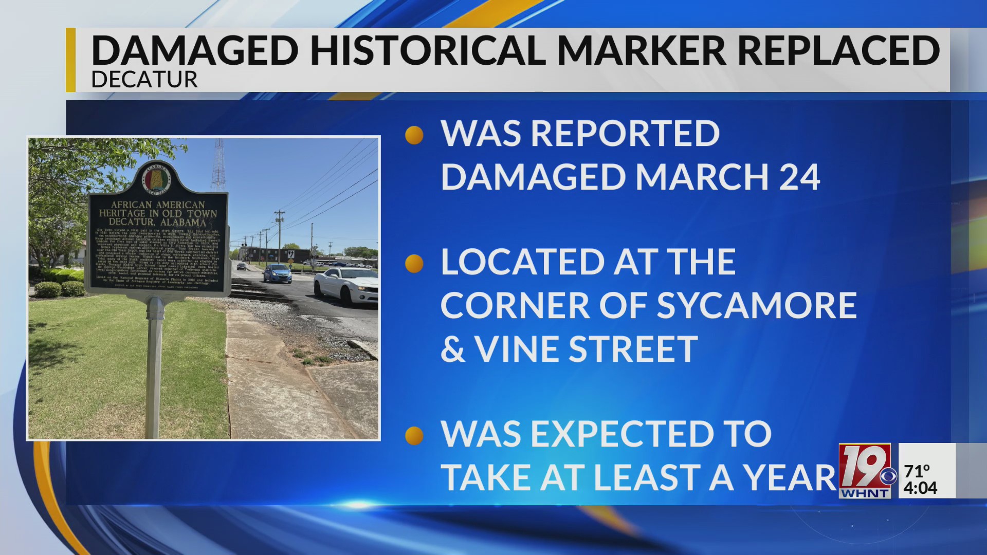Damage Historical Marker Replaced | April 16, 2025 | News 19 at 4 p.m ...