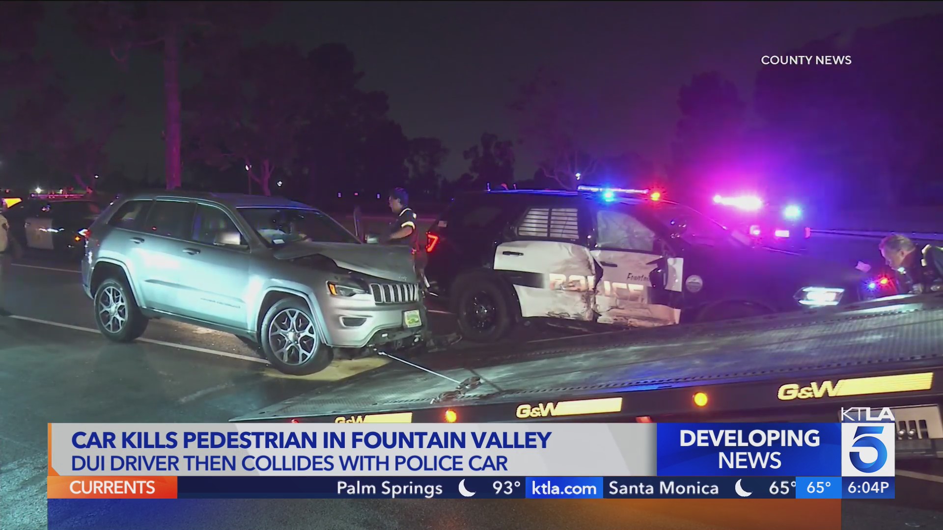 DUI driver slams into police car at fatal OC crash scene – KTLA
