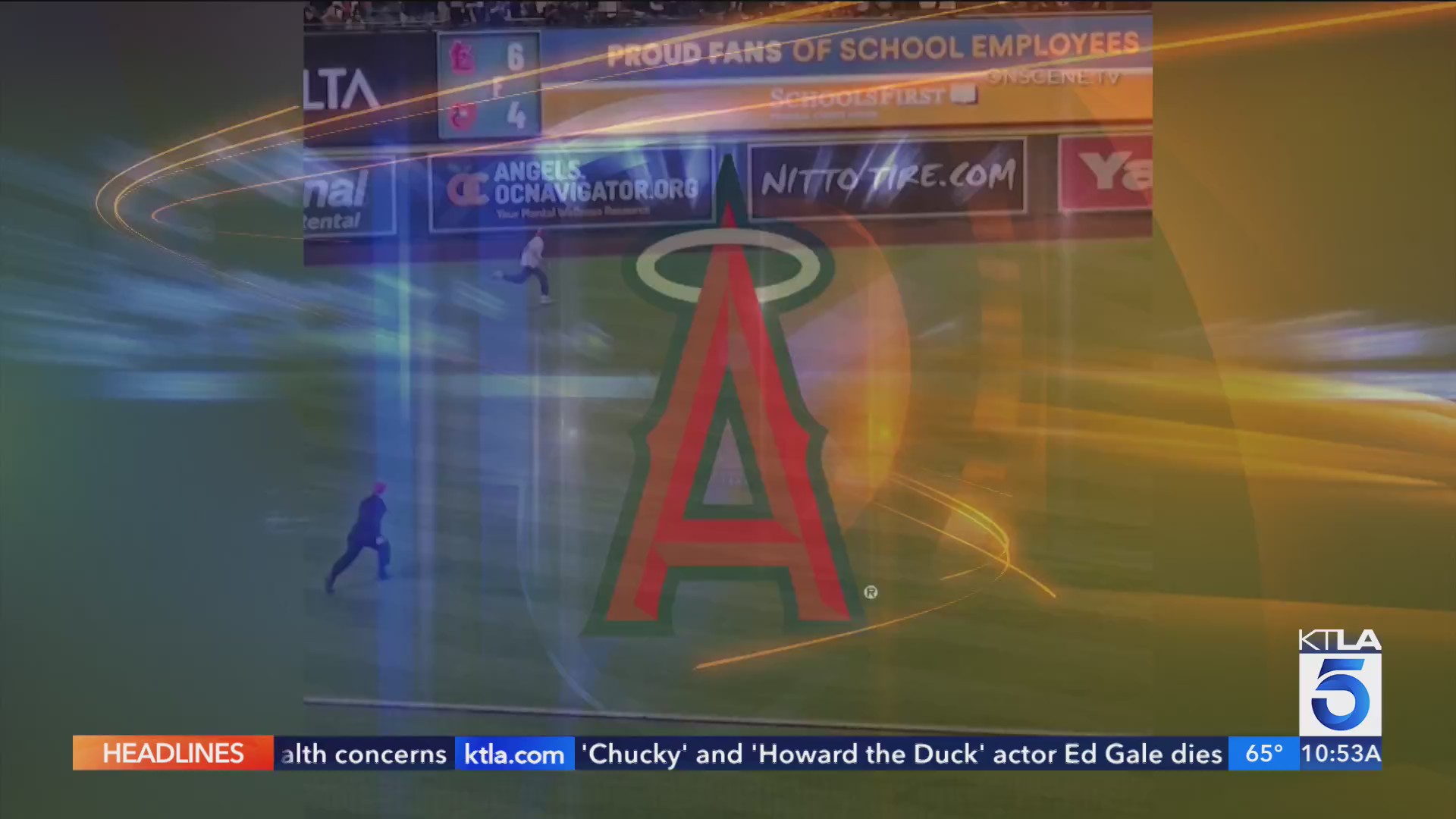 Fan runs onto field at Angels game – KTLA