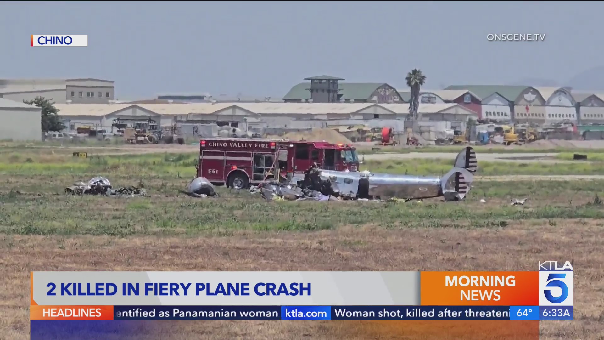 Vintage plane crashes after takeoff from Chino Airport; 2 dead – KTLA