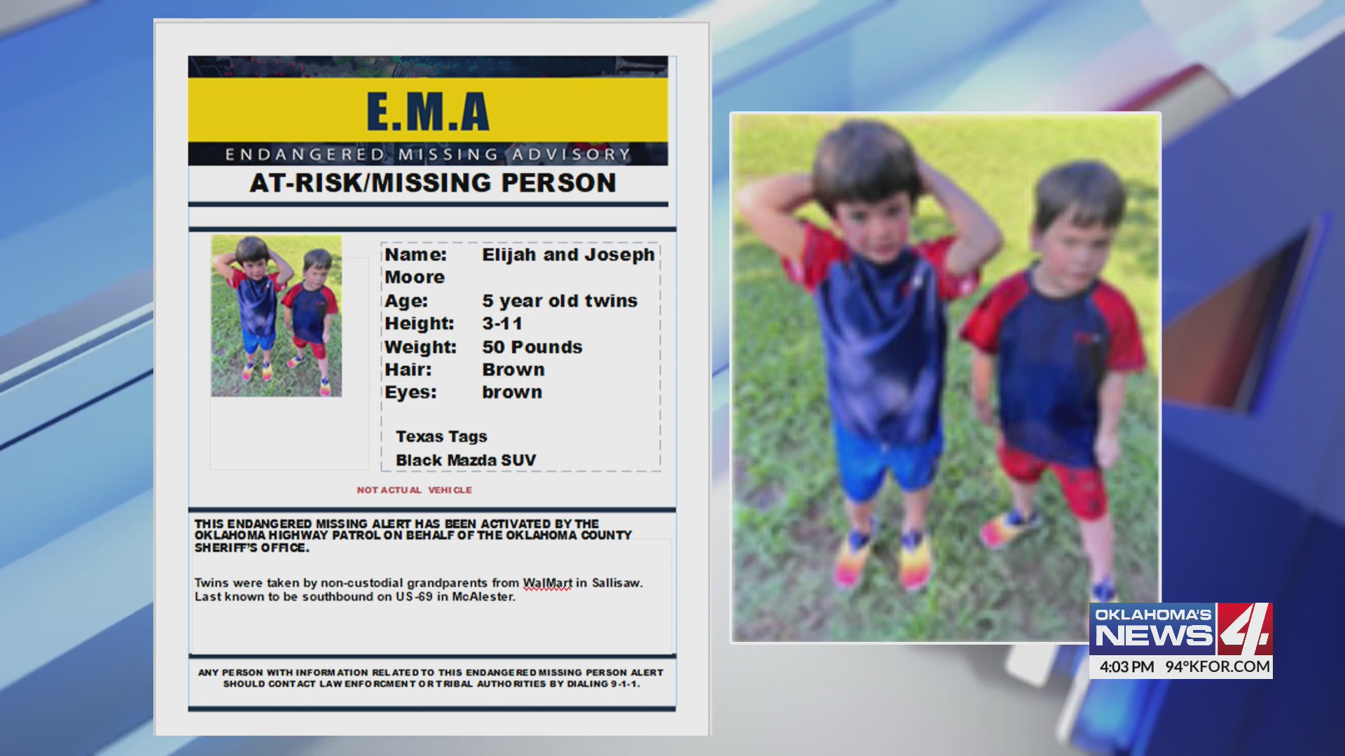 OHP issues alert for missing 5-year-old twins – KFOR.com Oklahoma City
